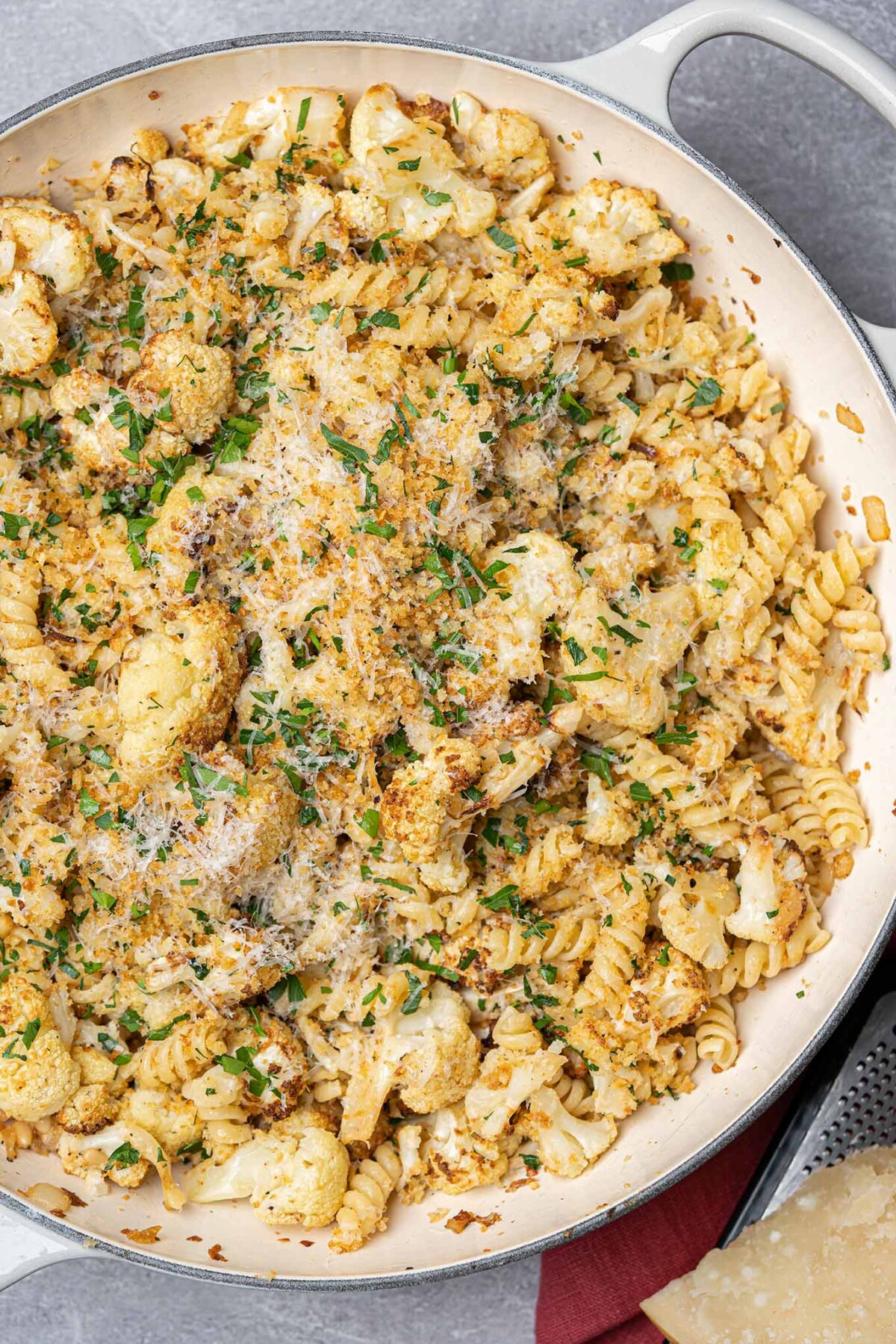 Roasted Cauliflower Pasta with Parmesan and Pine Nuts