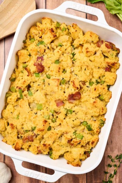 Savory Cornbread Stuffing with Bacon