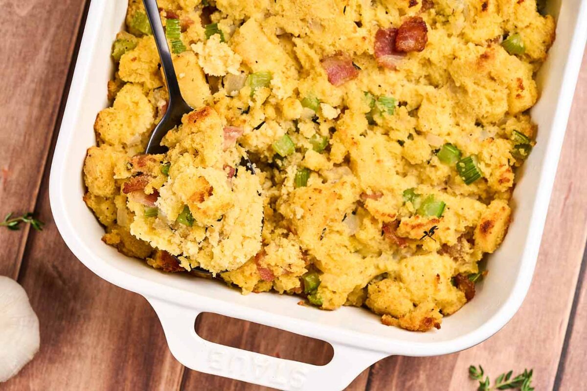 Savory Cornbread Stuffing with Bacon