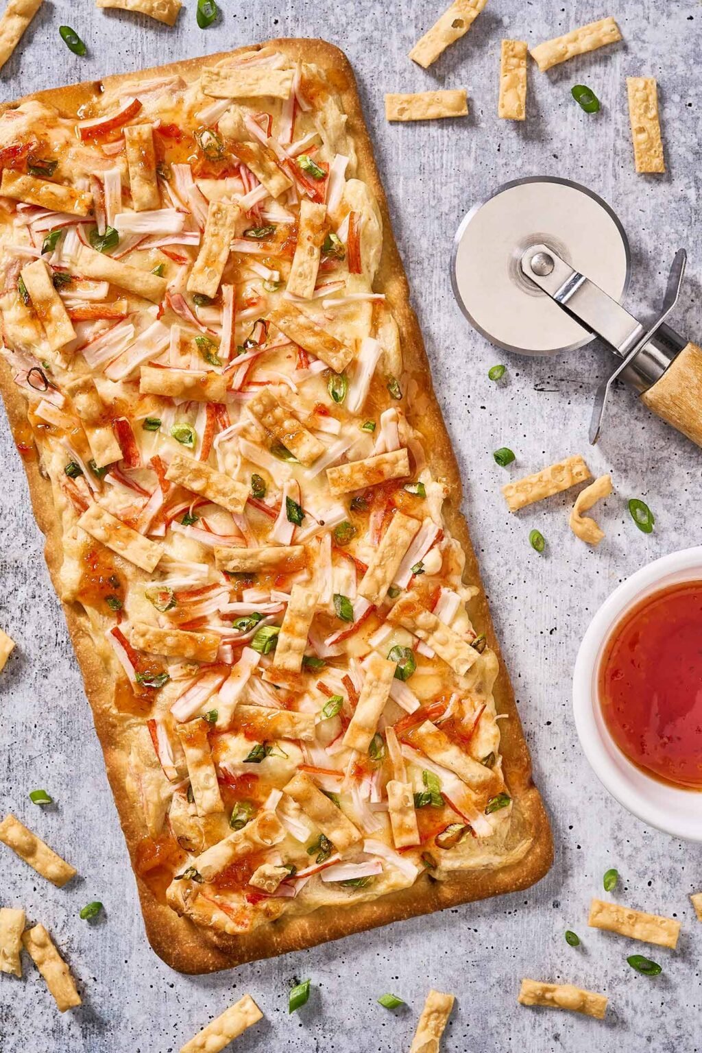 Crab Rangoon Pizza with Sweet Chili Drizzle