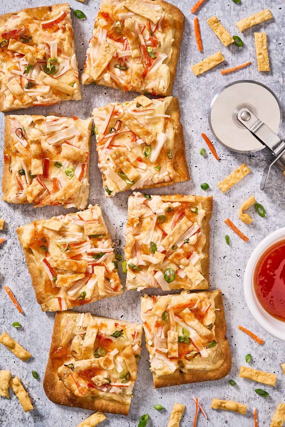 Crab Rangoon Pizza with Sweet Chili Drizzle