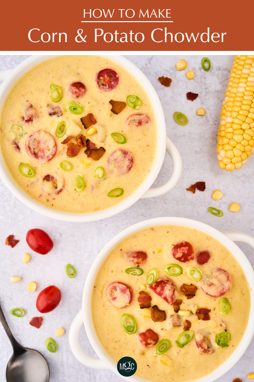 Corn and Potato Chowder with Bacon and Tomatoes