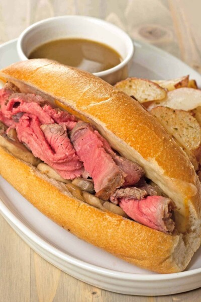 Easy French Dip Sandwiches with Onions and Mushrooms