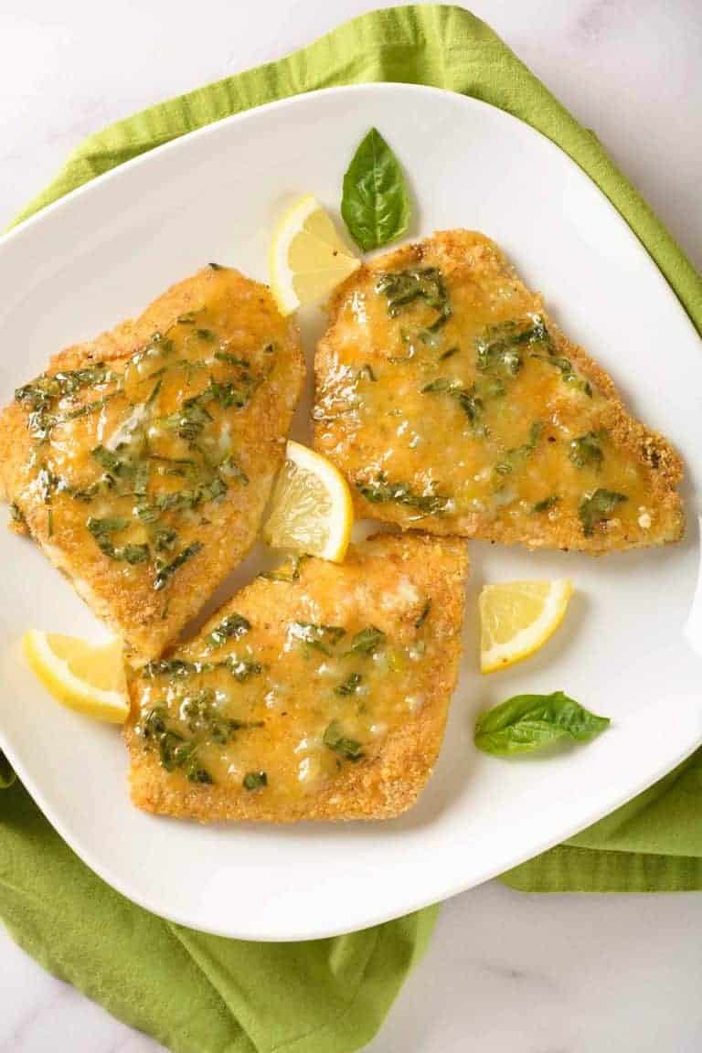Crispy Oven Fried Fish with Lemon Basil Butter