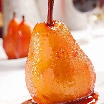 Port Wine Poached Pears